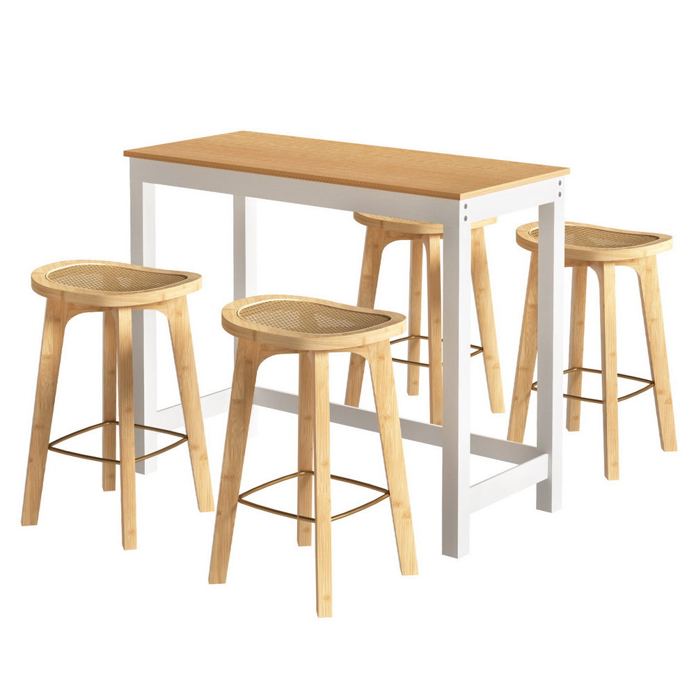 Buy Artiss Bar Table and Stools Set Dining Desk Home Kitchen Pine ...
