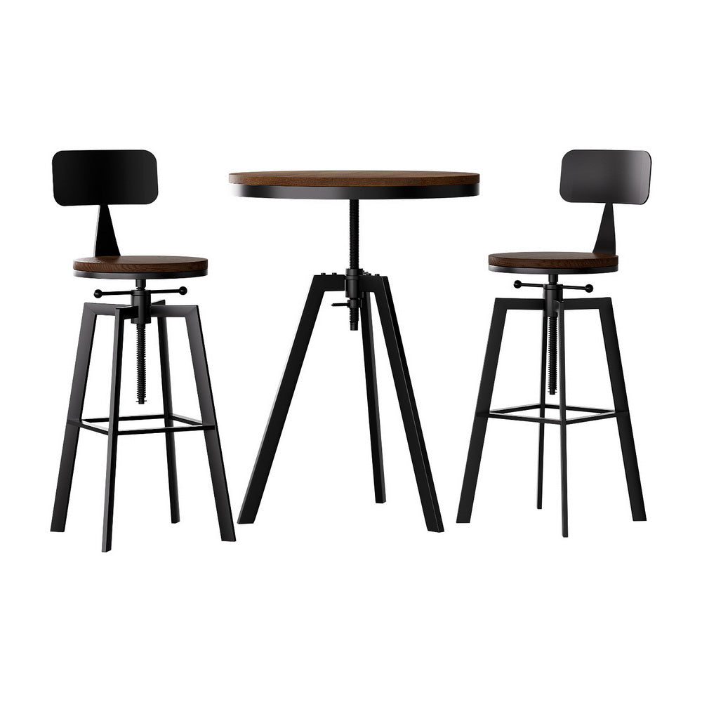 Buy Artiss Bar Table and Stools Set Dining Desk Industrial Kitchen ...