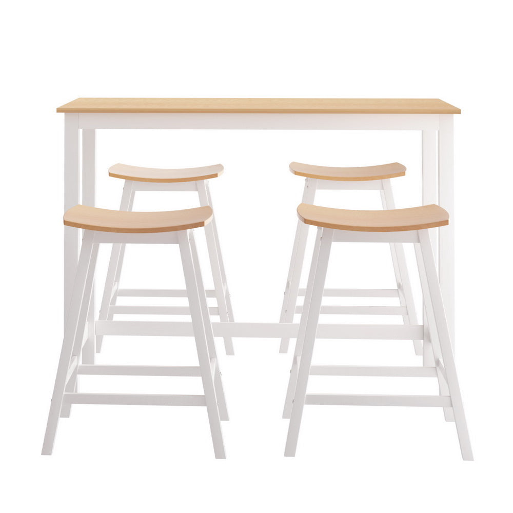 Buy Artiss Bar Table and Stools Set Dining Desk Solid Wood Kitchen ...