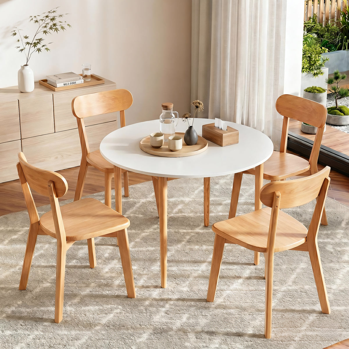 Buy Artiss Round Dining Table and Chairs Set 5 PCS, 108cm Compact ...