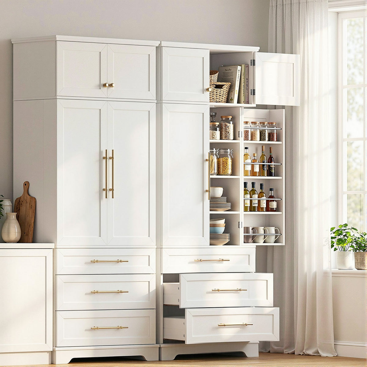 Buy Artiss 2X Buffet Sideboard Cabinet Pantry Kitchen Storage Cupboard ...
