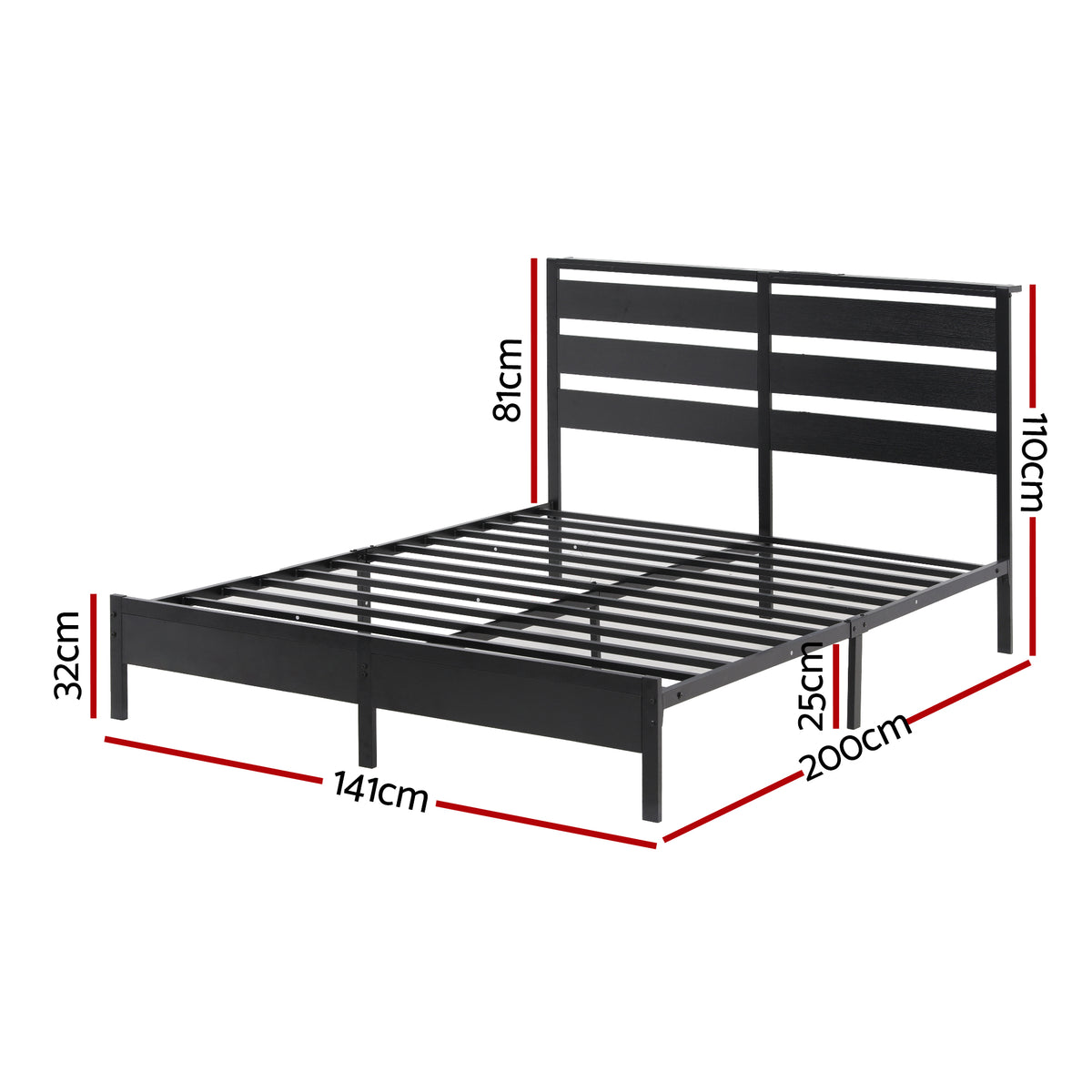 Buy Artiss Bed Frame Double Size LED Metal Bed Base with Charging ...