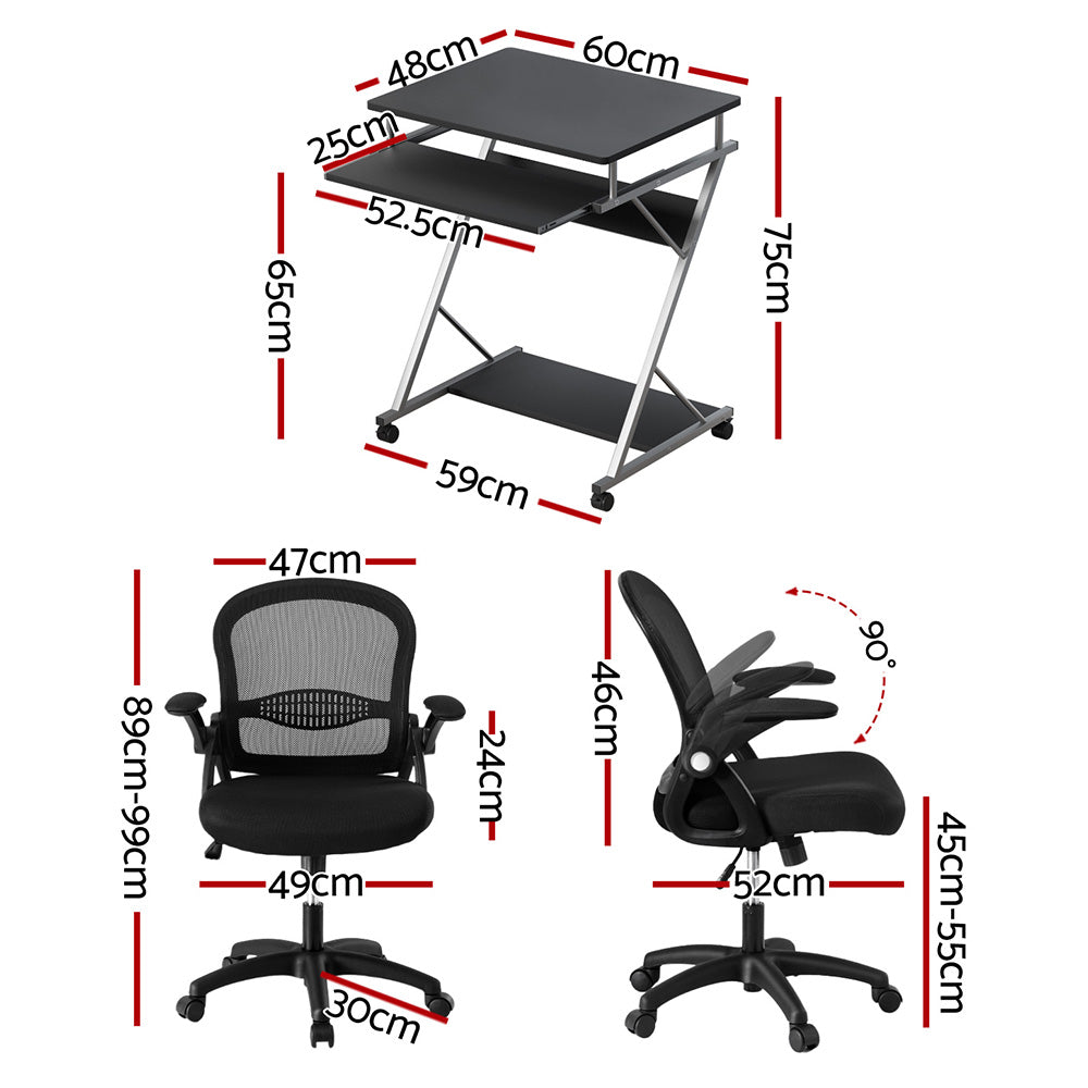 Buy Artiss Computer Desk Mesh Office Chair Set Desks with Keyboard ...
