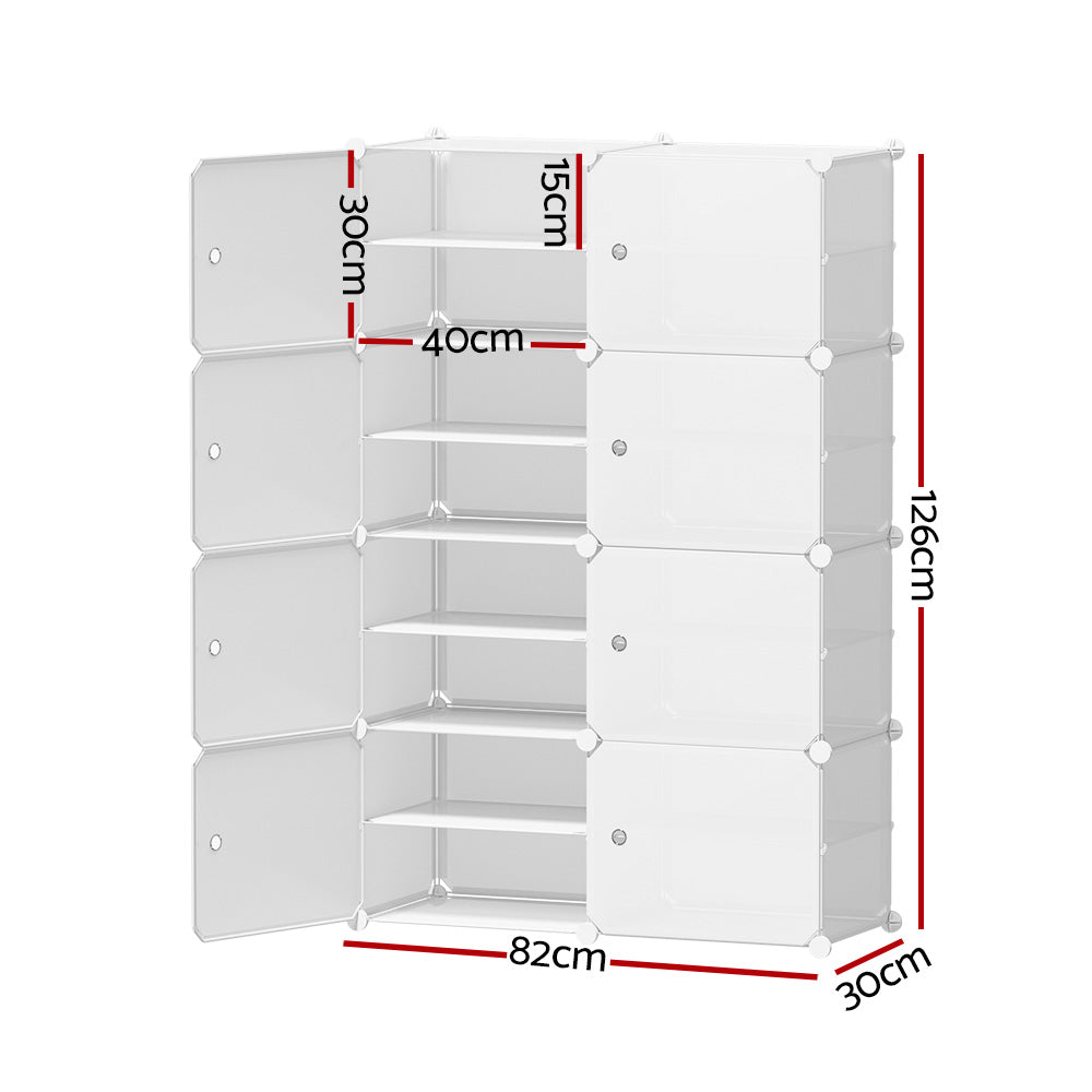 Buy Artiss Shoe Box DIY Set of 8 Storage Cube Stackable White Online ...