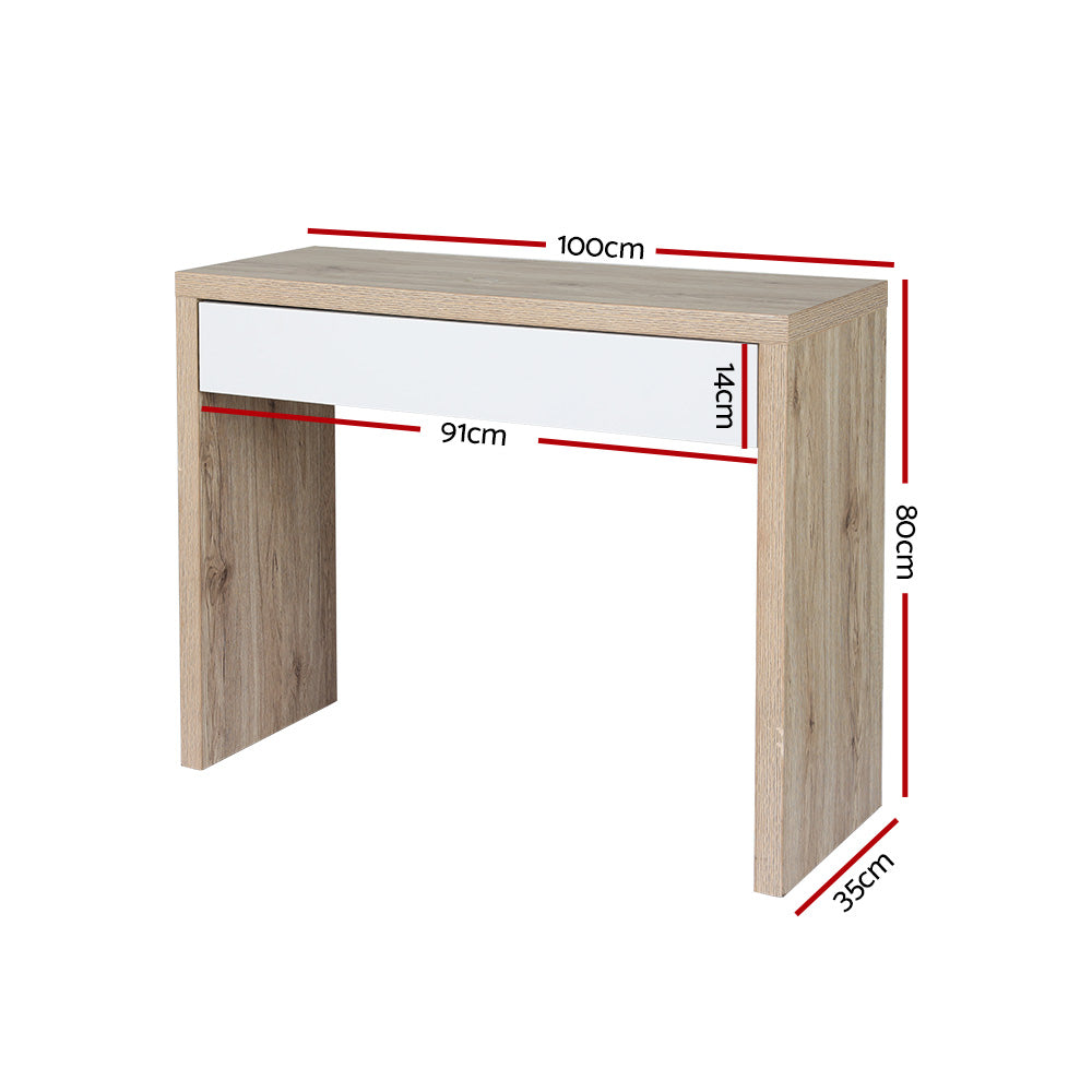 Buy Artiss Console Table Storage Drawer Jory White Pine Online - Artiss