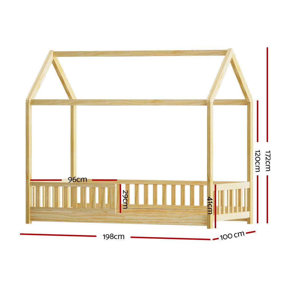 Buy Artiss Bed Frame Wooden Kids House Frame Oak ROCK Online Artiss